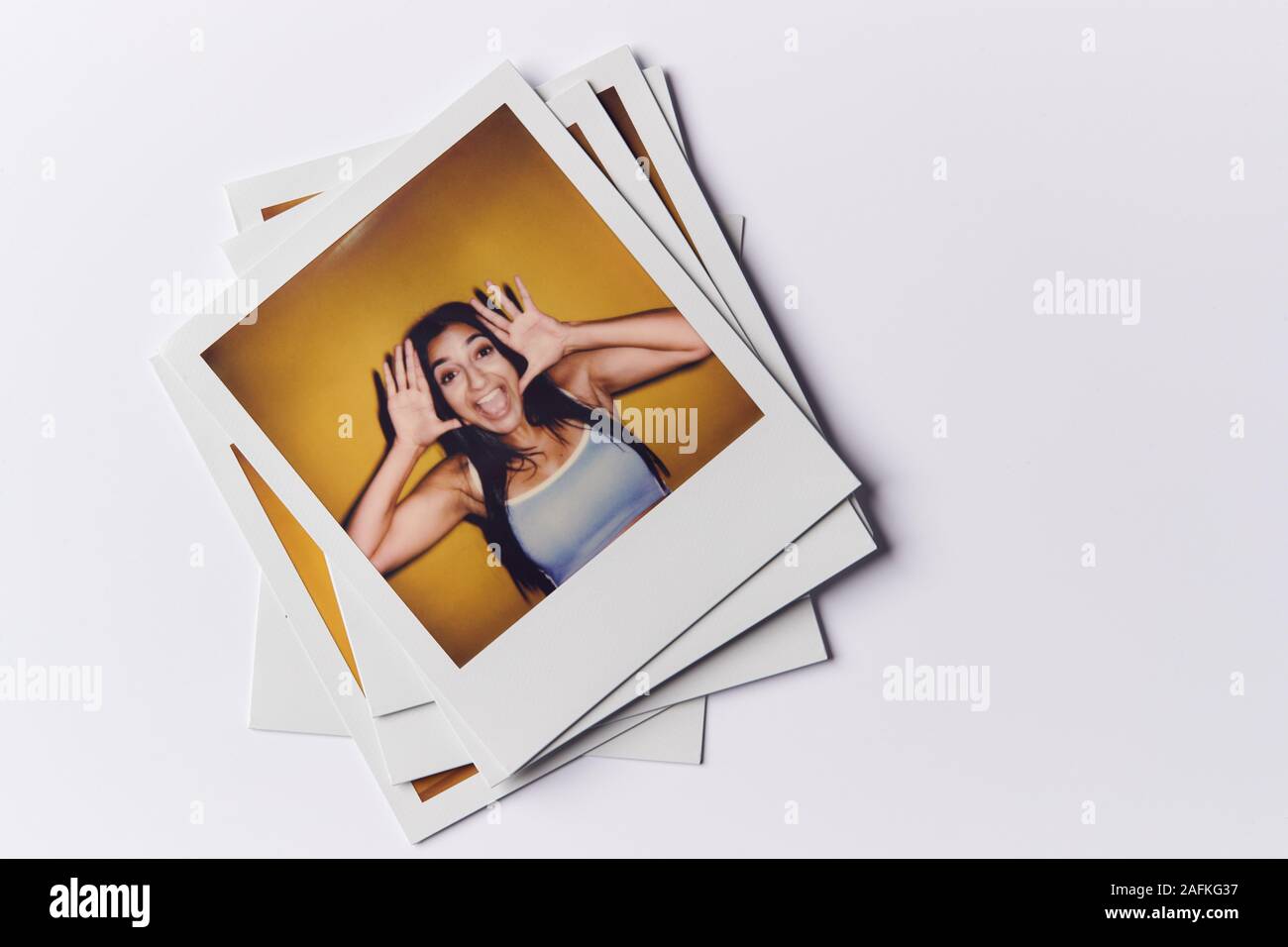 Stack Of Instant Film Photos From Modeling Casting In Studio With Shot ...
