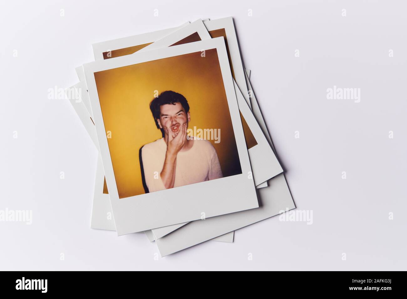 Stack Of Instant Film Photos From Modeling Casting In Studio With Shot ...