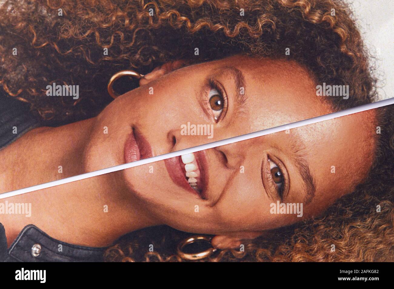 Mental Health Concept With Picture Of Woman Split Into Two Halves With ...