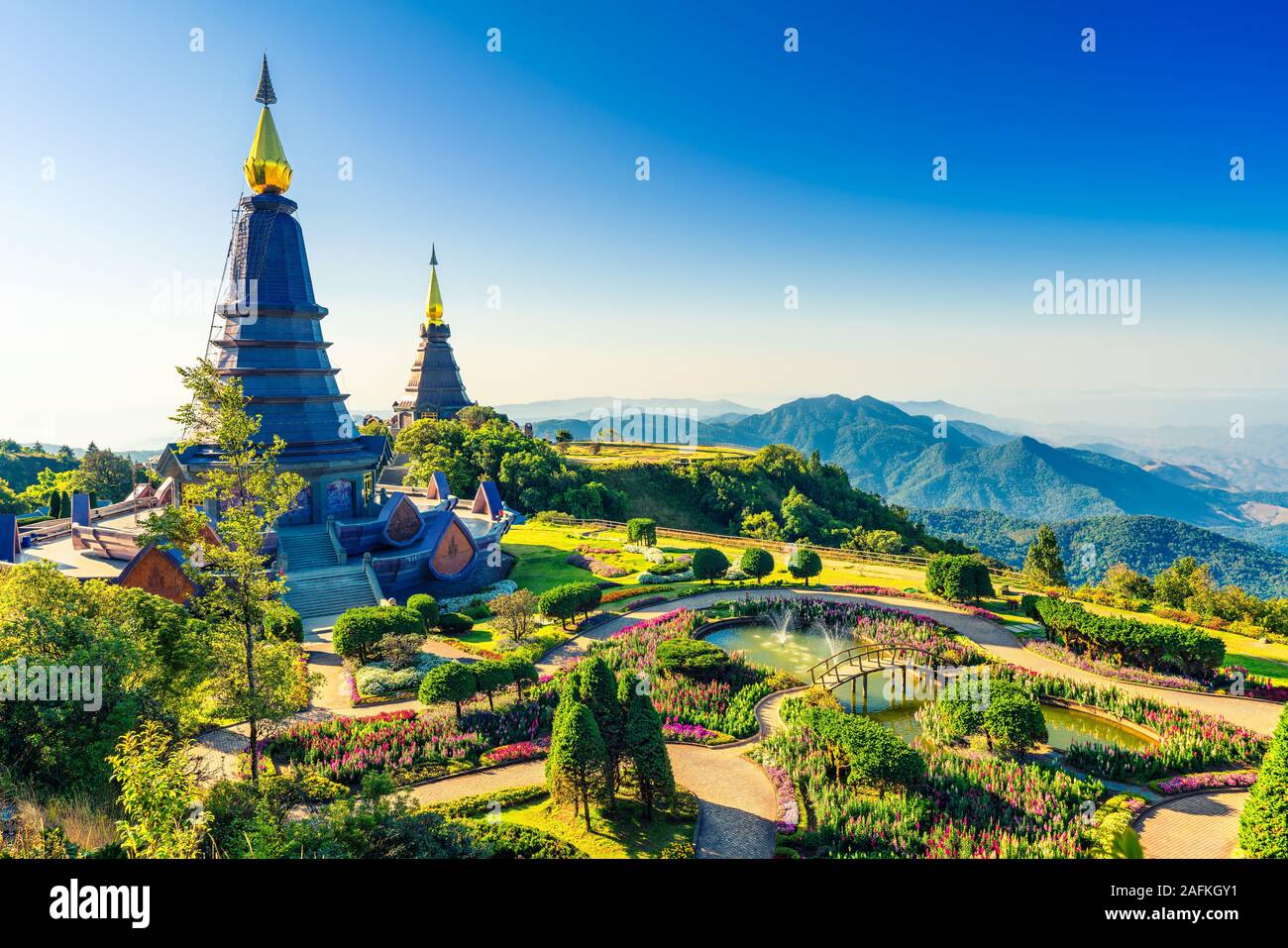 Thailand temple in Doi Inthanon National Park “The Roof of Thailand” is ...