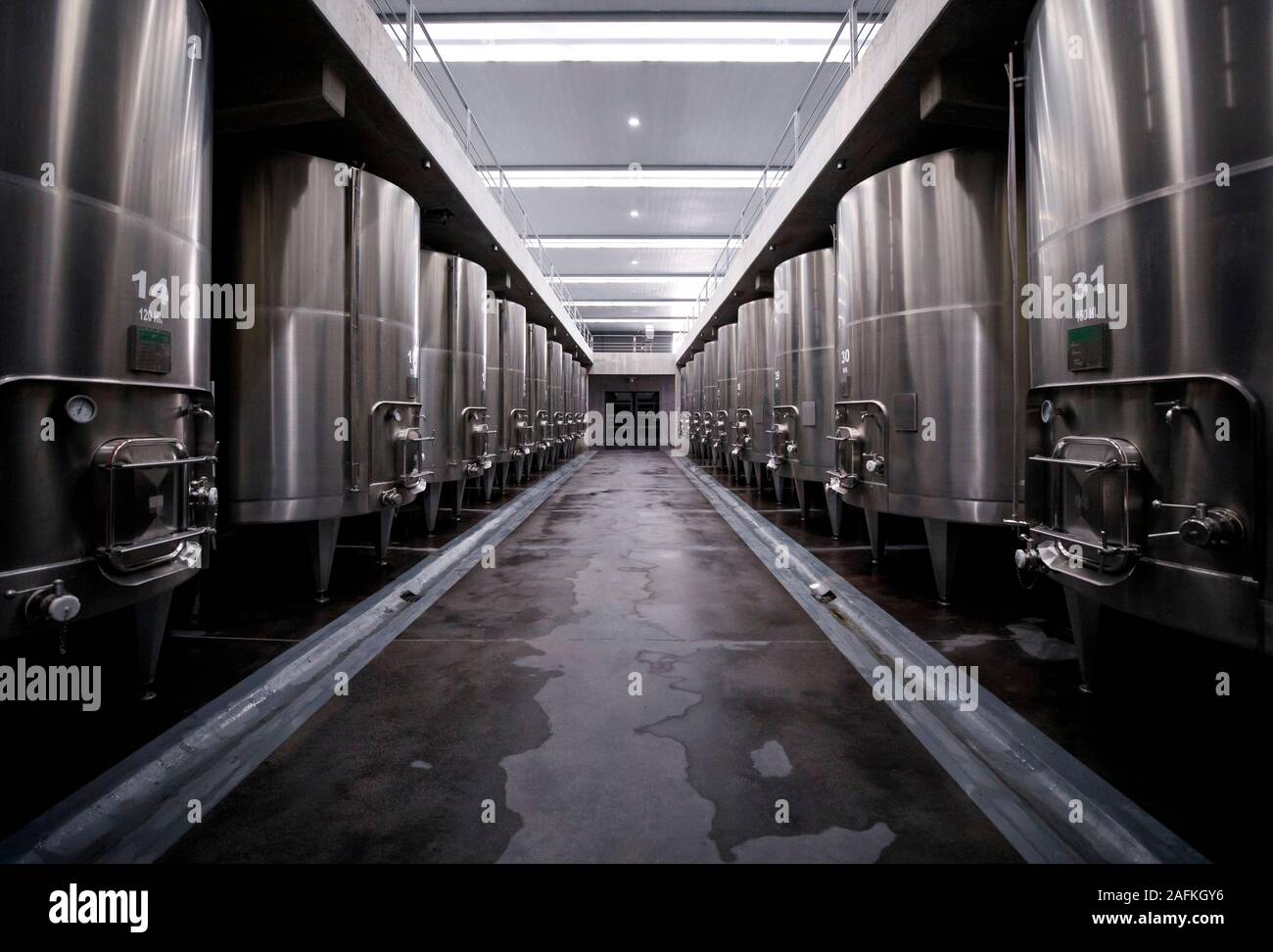 The steel fermentation tanks of Bodega DiamAndes in Vista Flores ...