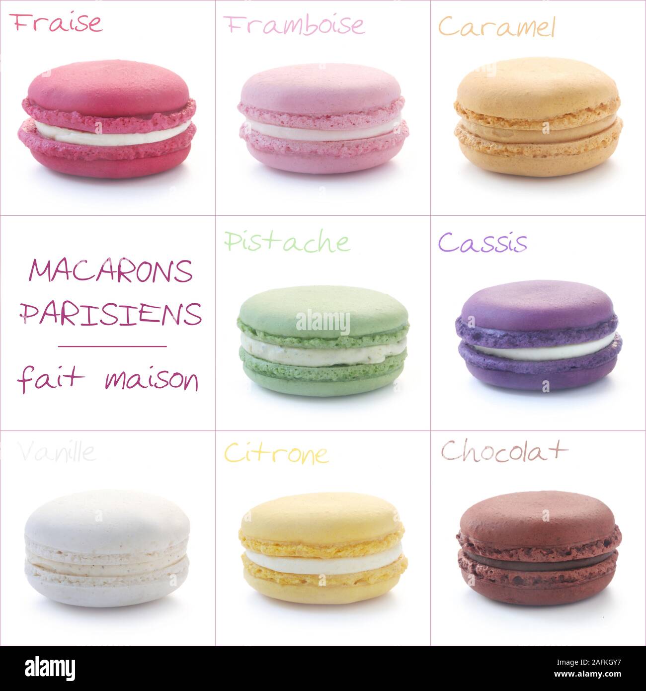 Set Of Various Flavours Of Macarons Stock Photo - Alamy