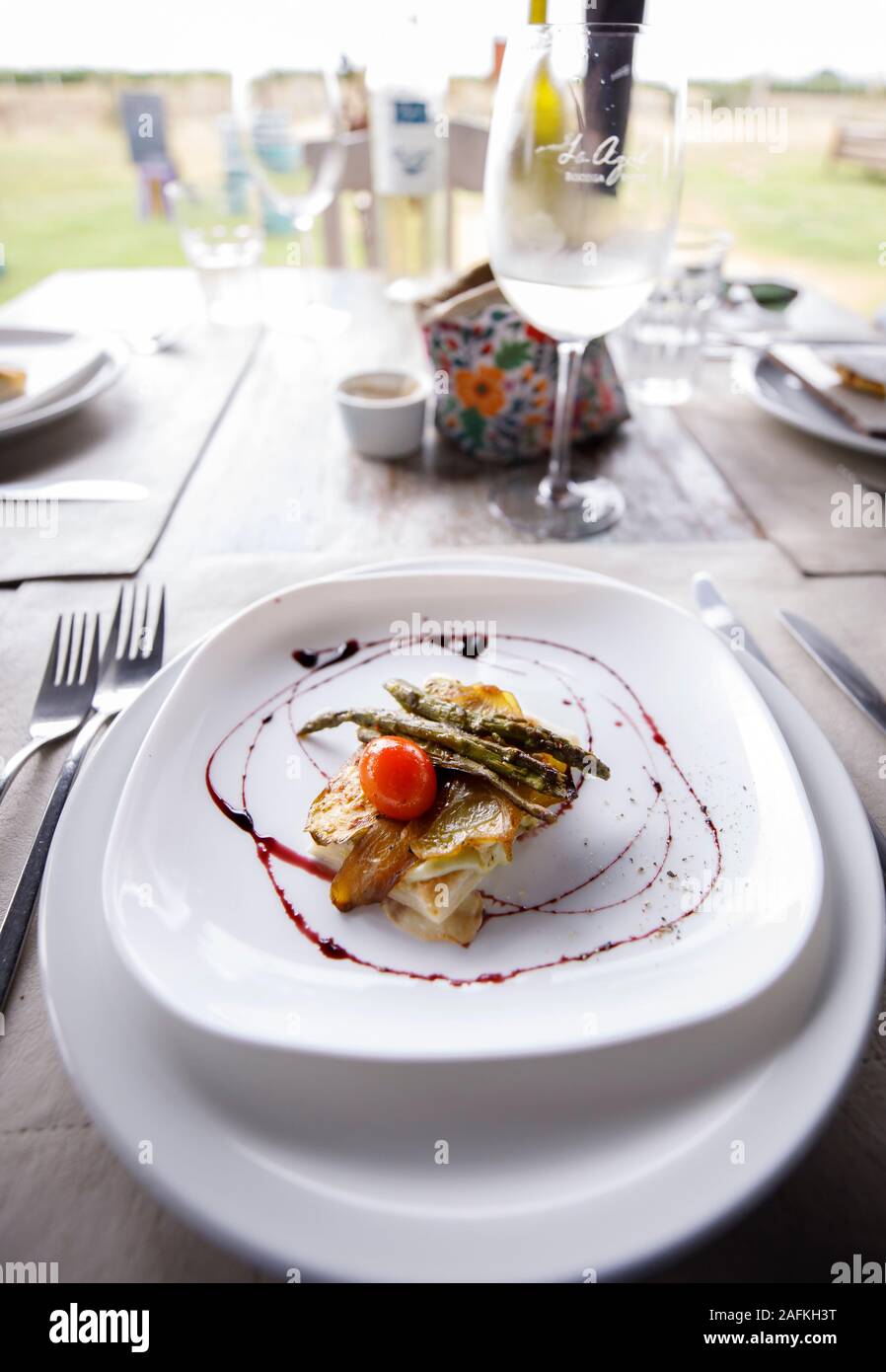 First course of lunch at Bodega La Azul in Tupungato, Argentina Stock ...