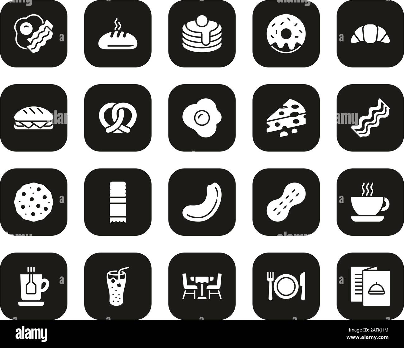 Breakfast Icons White On Black Set Big Stock Vector Image & Art - Alamy