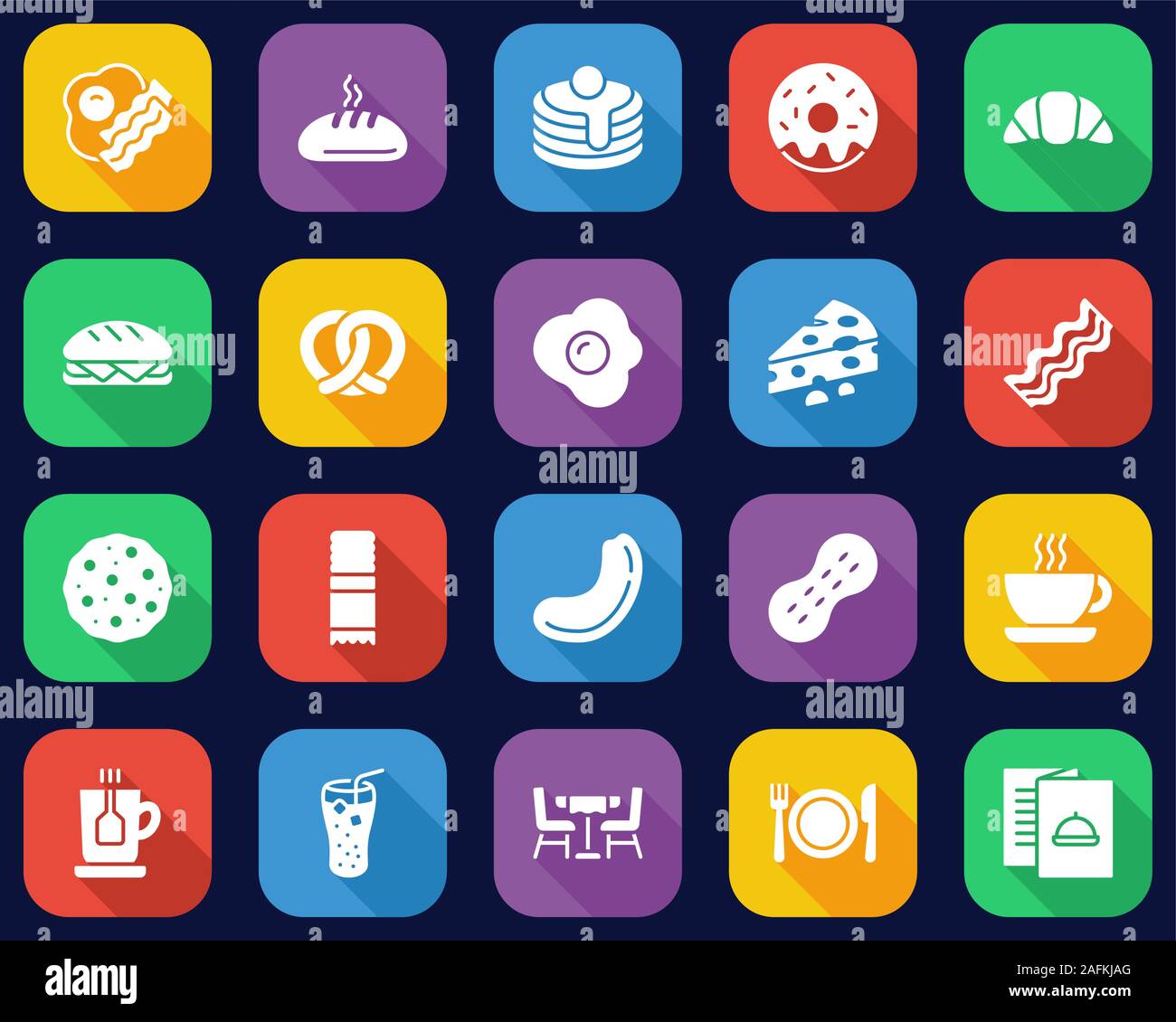 Breakfast Icons Flat Design Set Big Stock Vector Image & Art - Alamy