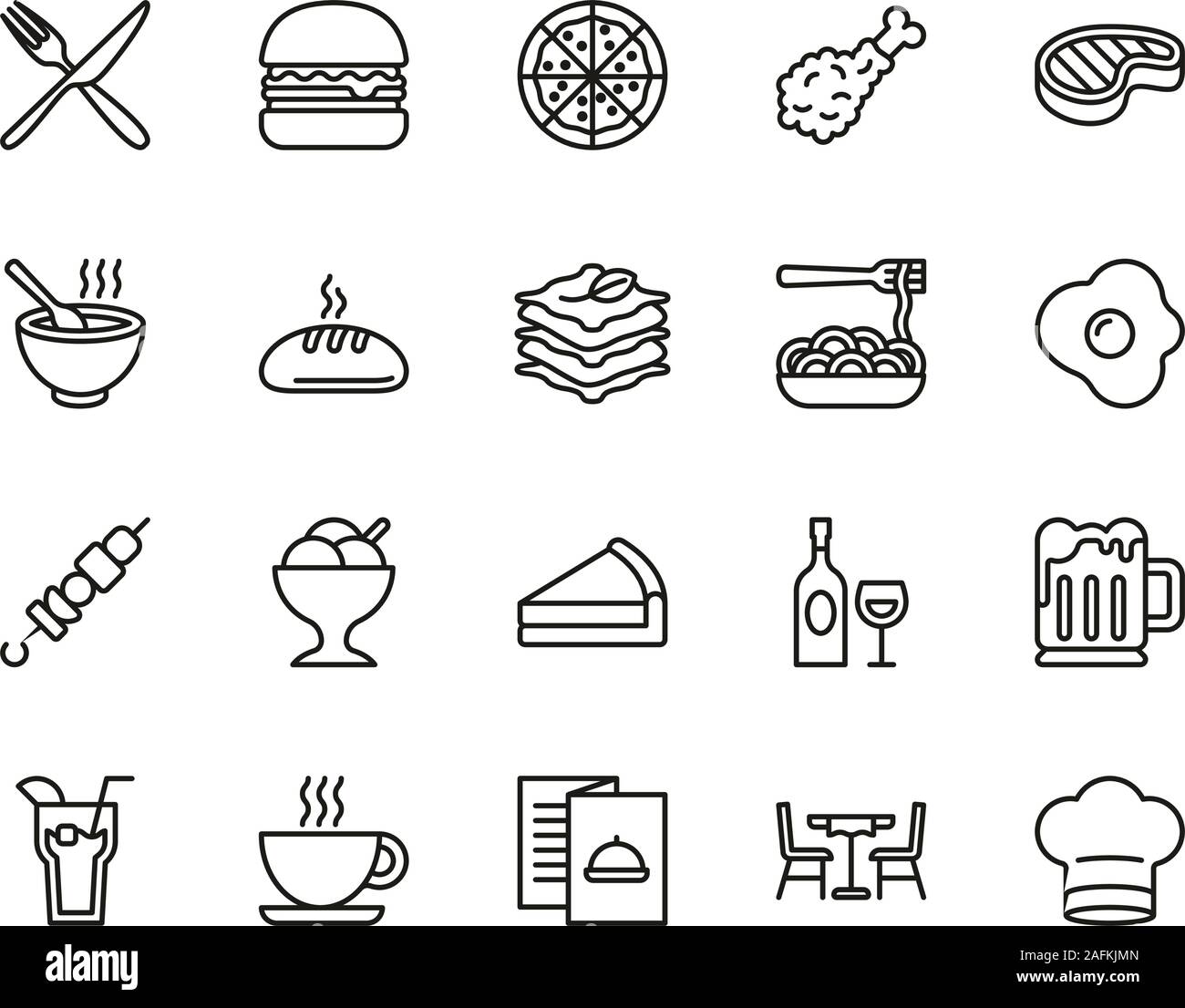 Lunch Icons Thin Line Set Big Stock Vector Image & Art - Alamy