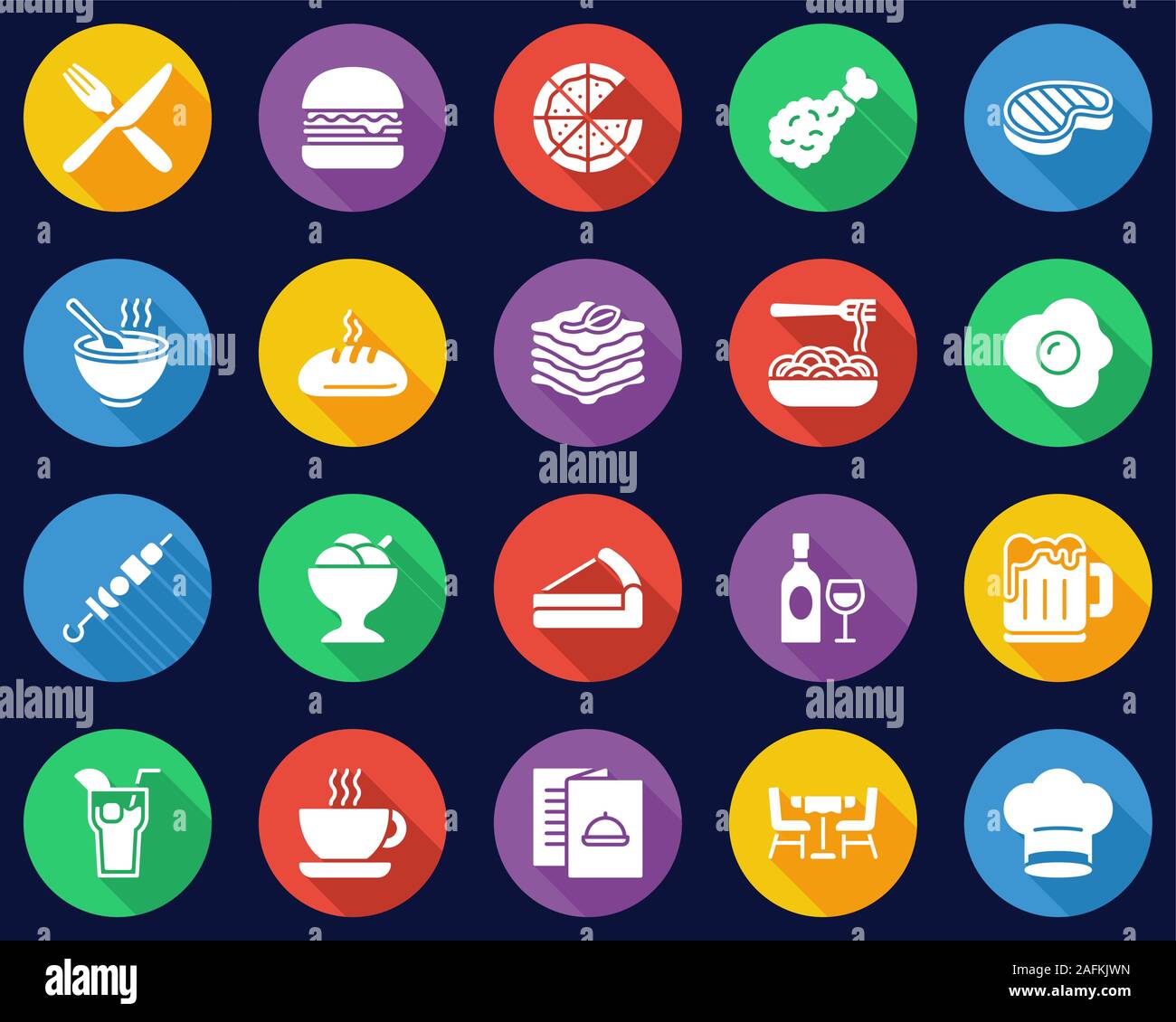 Lunch Icons Flat Design Circle Set Big Stock Vector Image & Art - Alamy