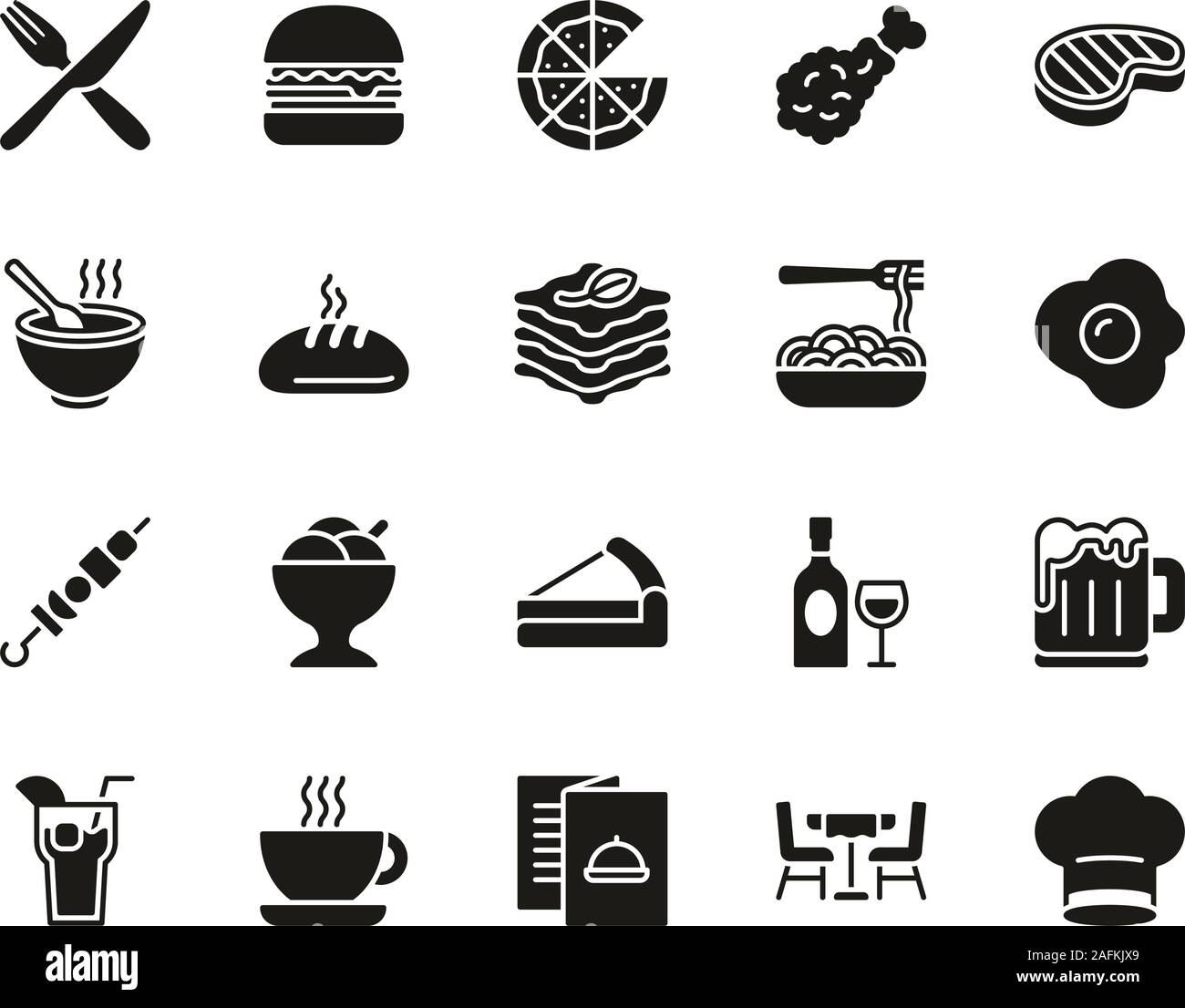 Lunch Icons Black & White Set Big Stock Vector Image & Art - Alamy