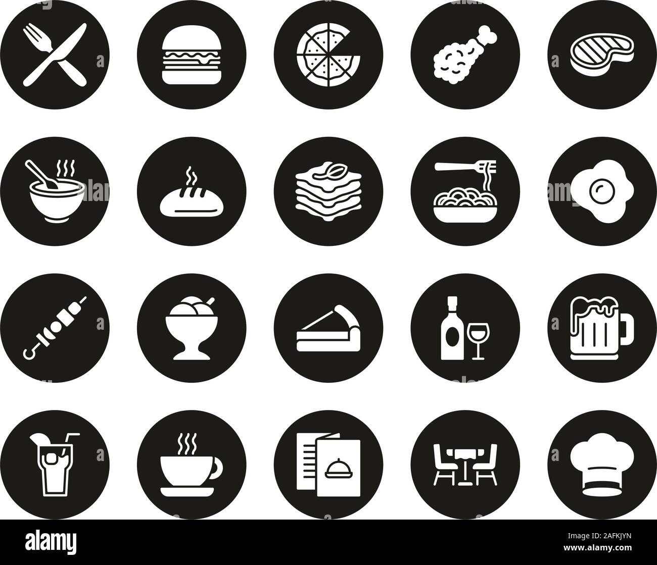 Big set of circle flat design icons with restaurant hi-res stock ...