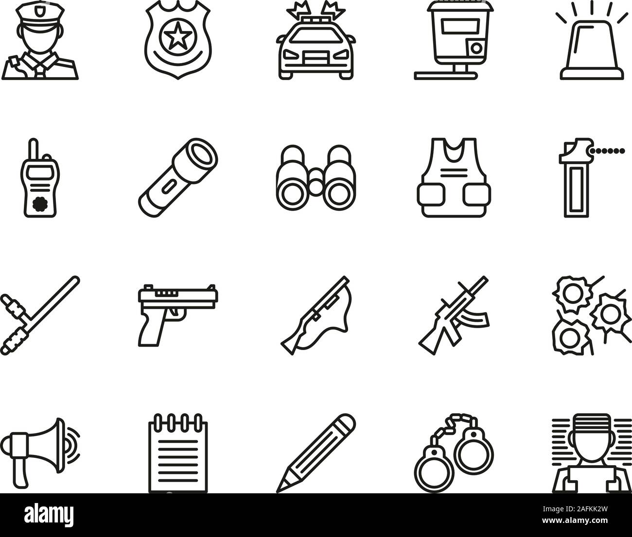 Police Highway Patrol Icons Thin Line Set Big Stock Vector Image & Art ...