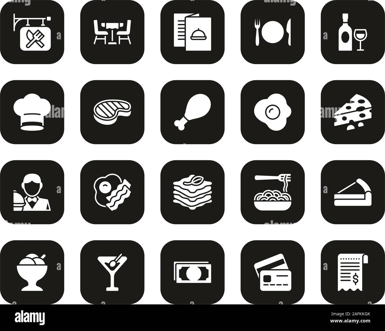 Restaurant Icons White On Black Big Set Stock Vector Image & Art - Alamy