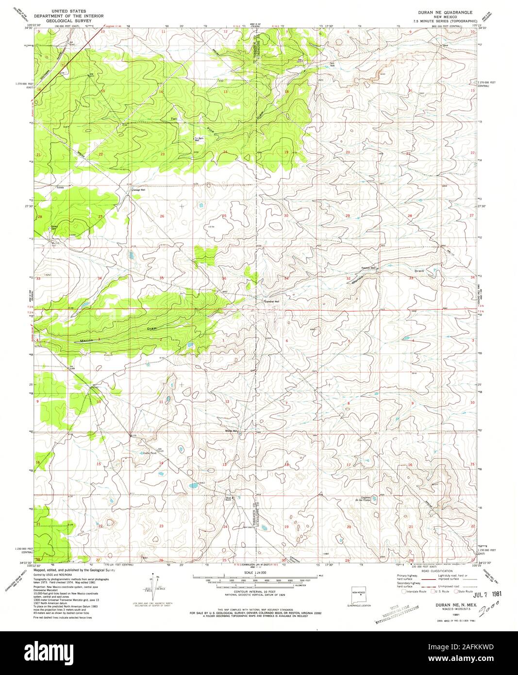 Map of duran new mexico Cut Out Stock Images & Pictures - Alamy