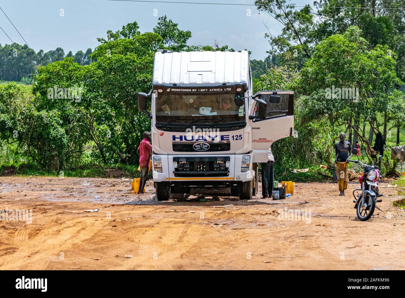 Cab lorry getting fixed by mechanics, Jinja, Uganda, East Africa ...