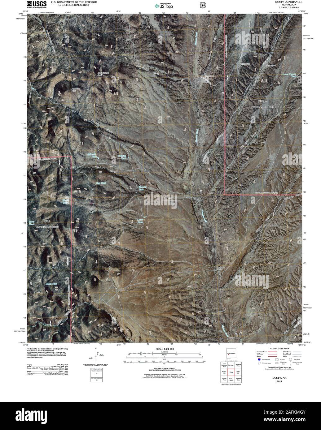 USGS TOPO Map New Mexico NM Dusty 20110124 TM Restoration Stock Photo ...