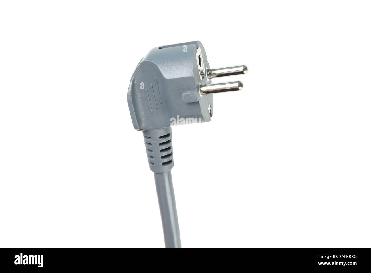 Power cable with plug isolated on white background, close up Stock ...