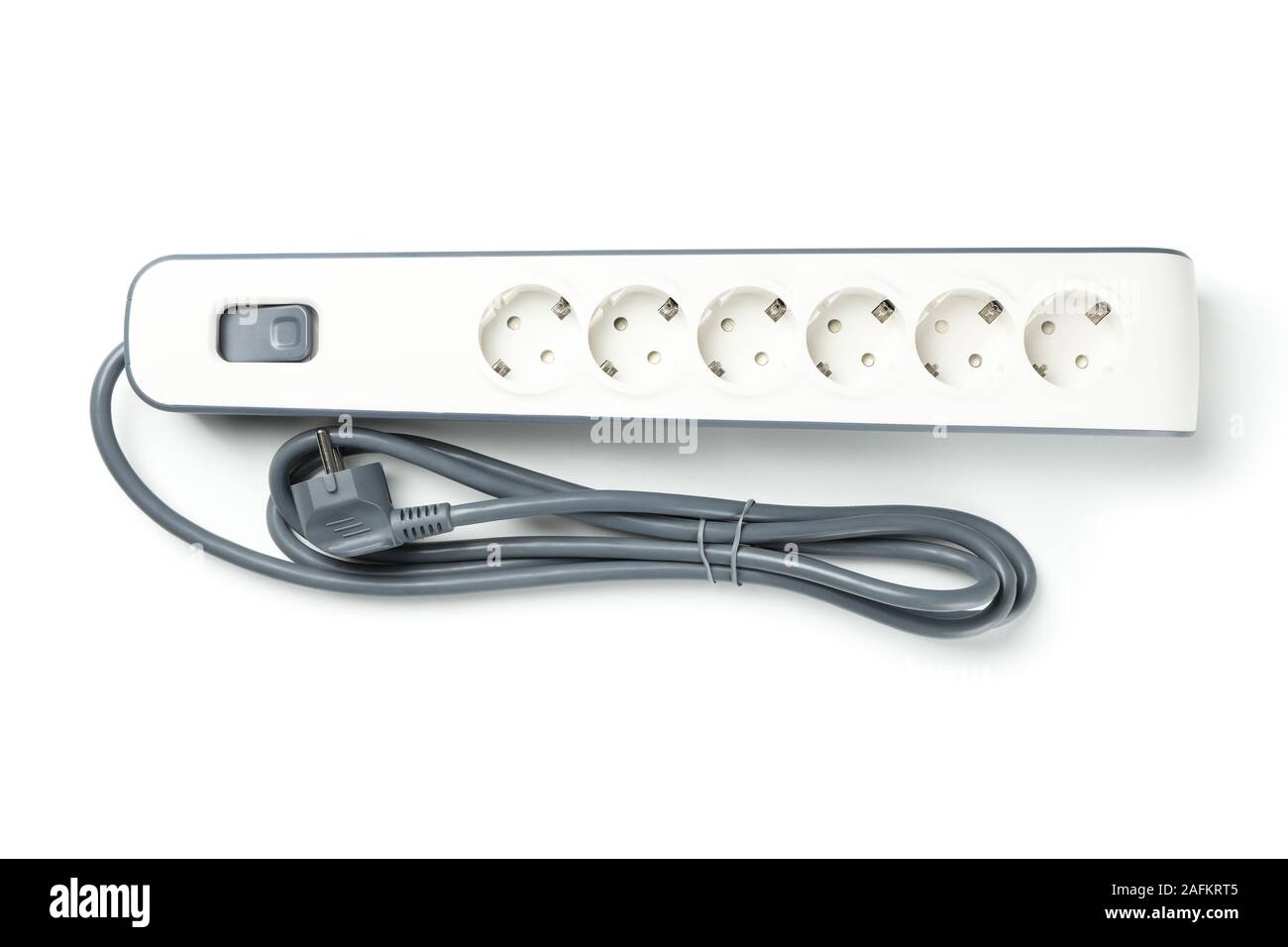 Power strip isolated on white background, top view Stock Photo - Alamy