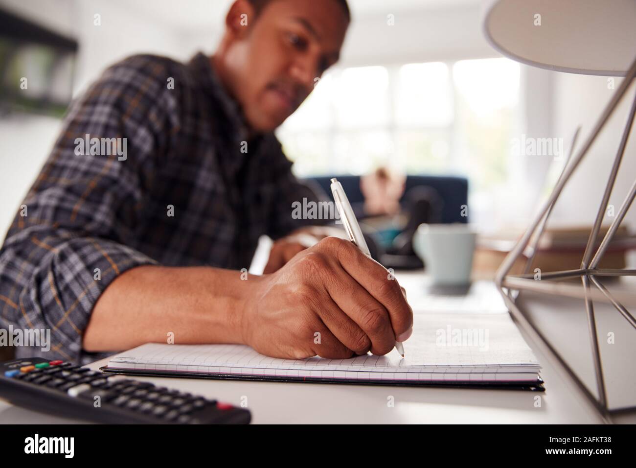 Two Male College Students In Shared House Bedroom Studying Together ...