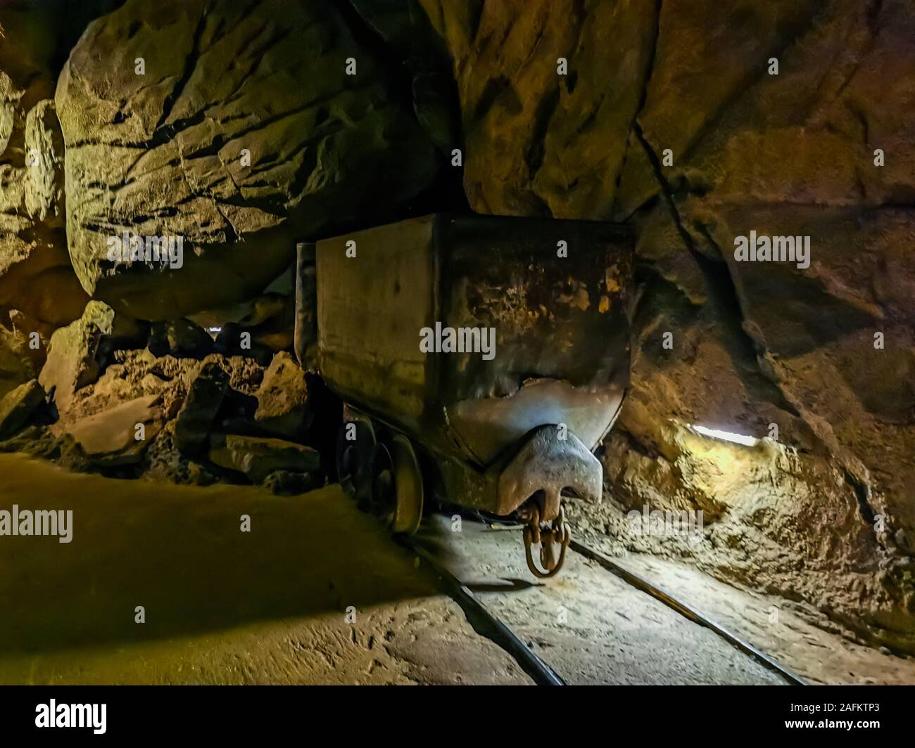 Vintage mine craft on a rail, Nostalgic mining equipment and ...