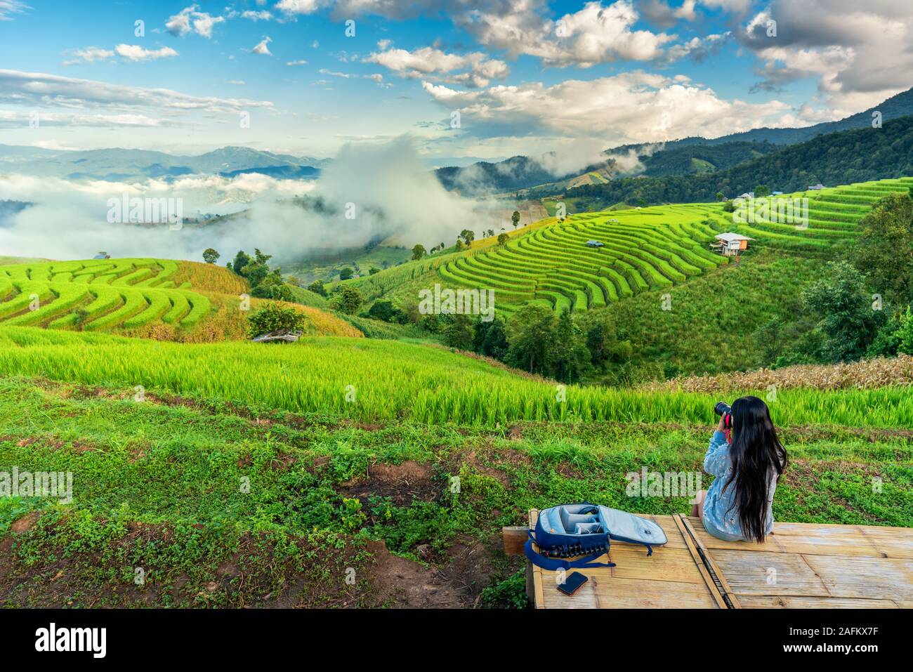 Girl walking rice field hi-res stock photography and images - Alamy