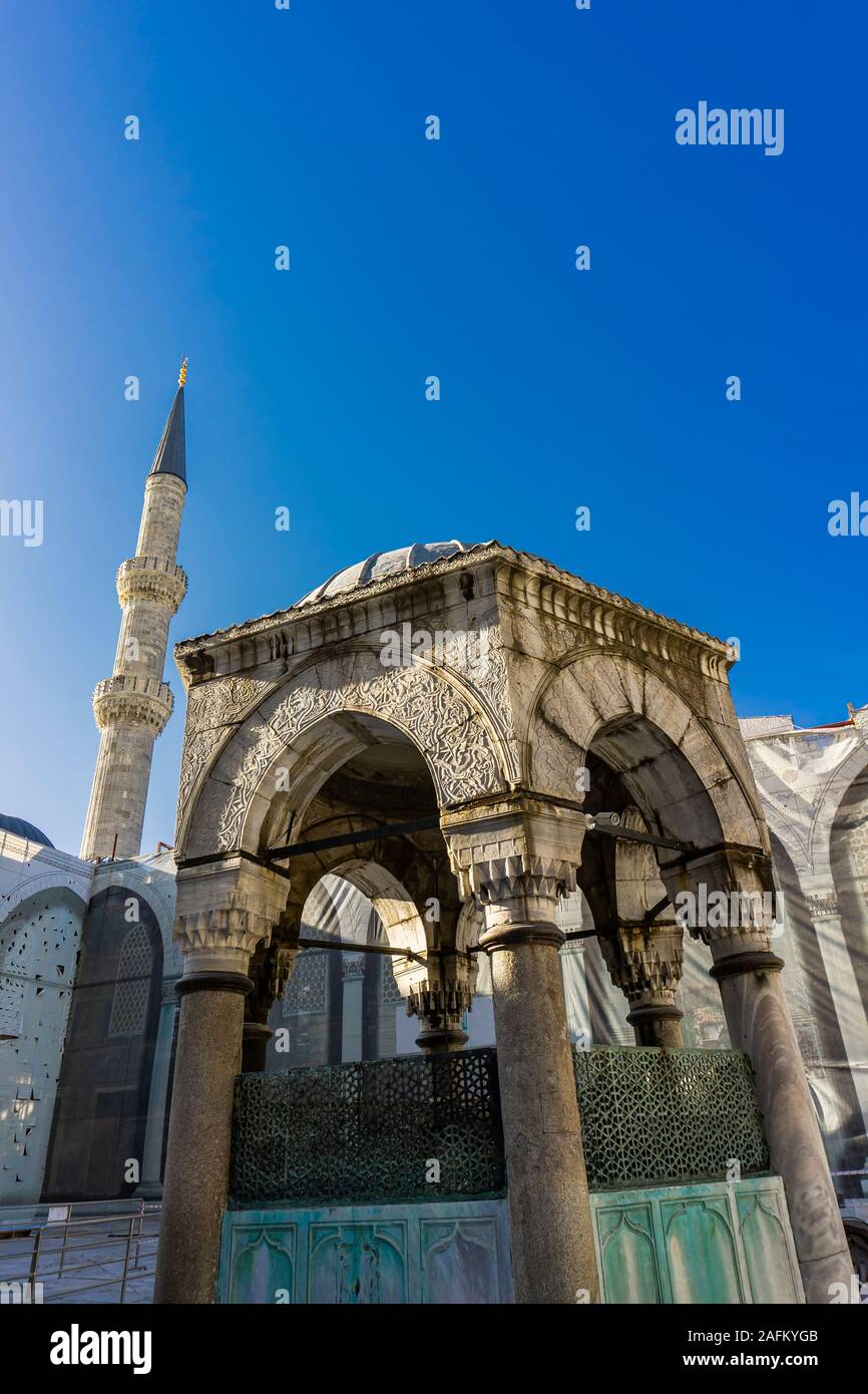 Exterior detail view at Sultan Ahmed Mosque (Blue Mosque) in Istanbul ...