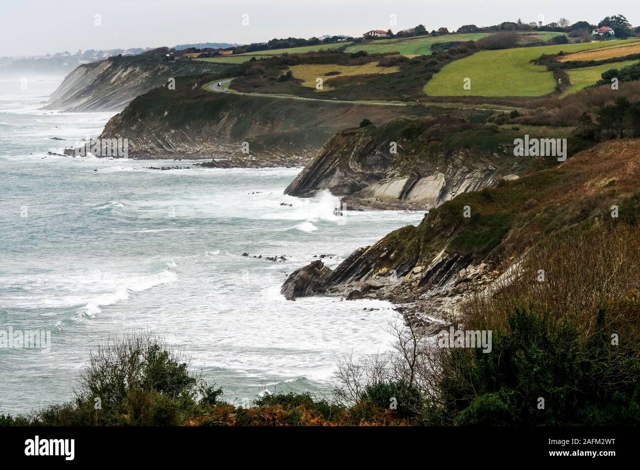 Atlantic ocean coastline between Saint-Jean de Luz and Hendaye ...