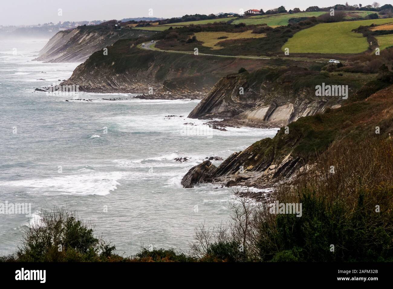Atlantic ocean coastline between Saint-Jean de Luz and Hendaye ...