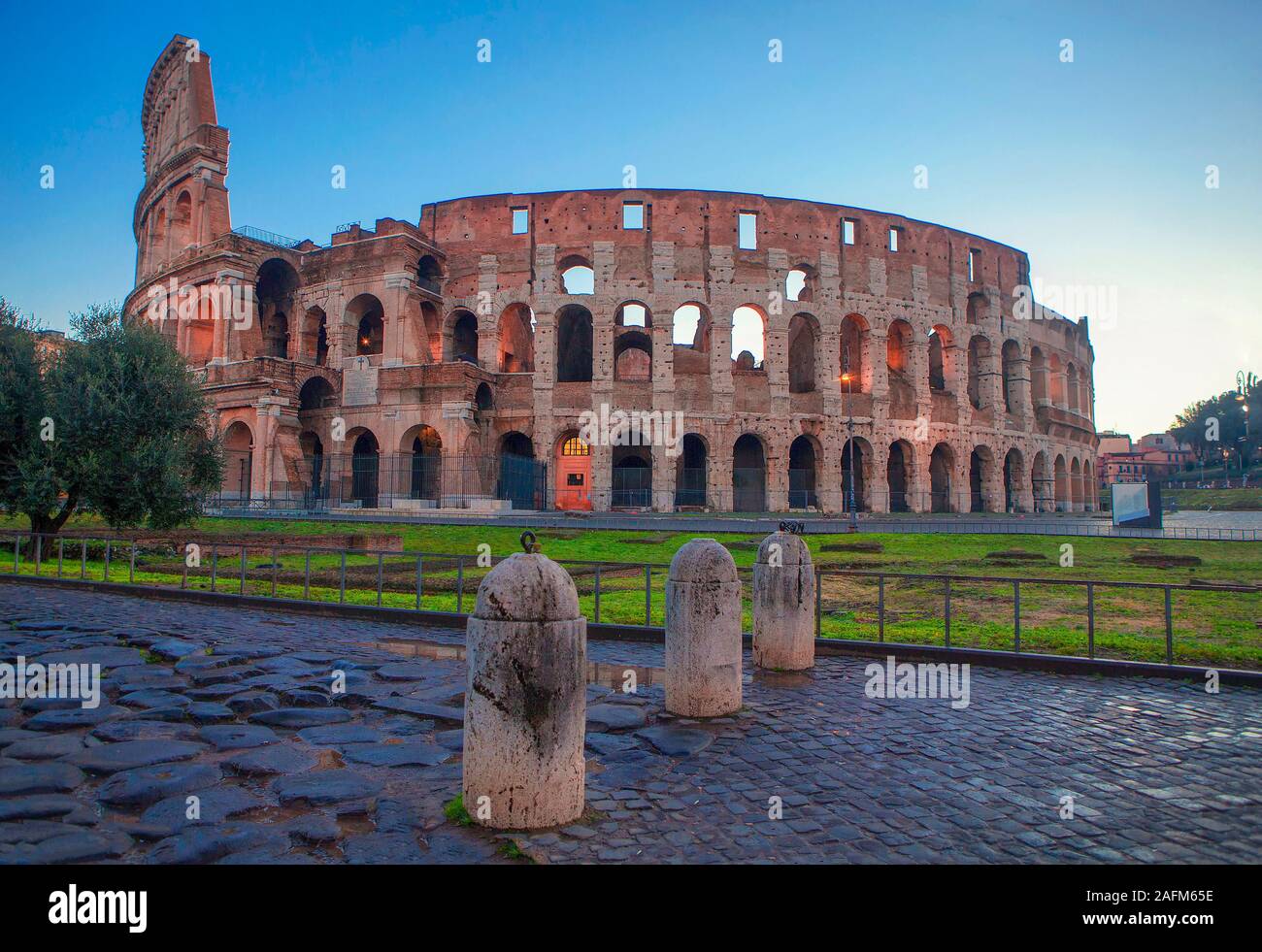 Famous ancient construction Colosseum with no people around Stock Photo ...