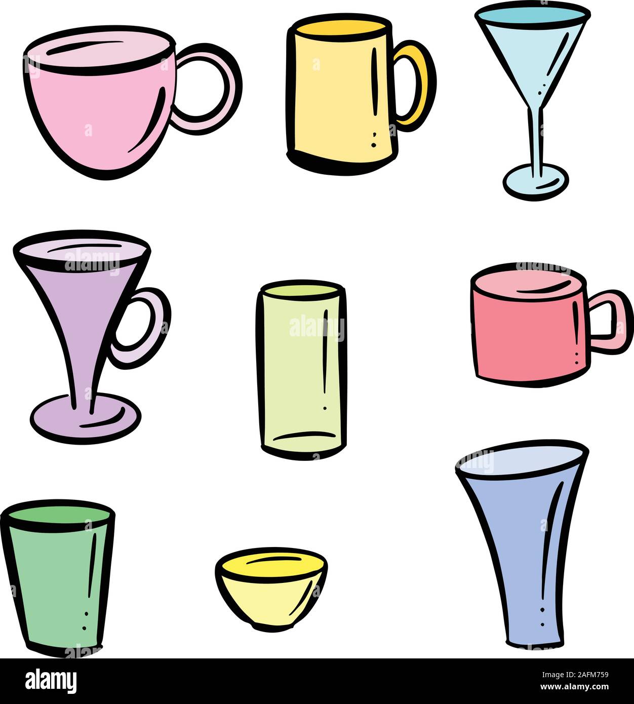 Collection of Glasses and Cups and Mugs For Icons or Logos Stock Vector ...