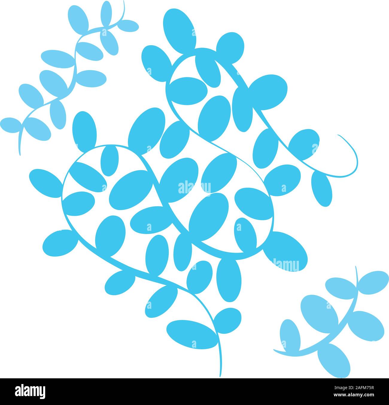 Simple Blue Vine Leaves Pattern Vector for Borders or Decoration Stock ...