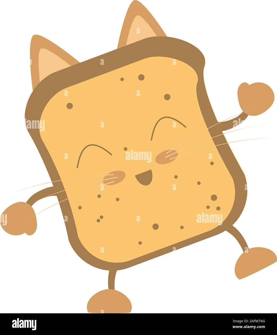 Cute Sliced Toast Cat Character Cartoon Vector Illustrations Stock ...