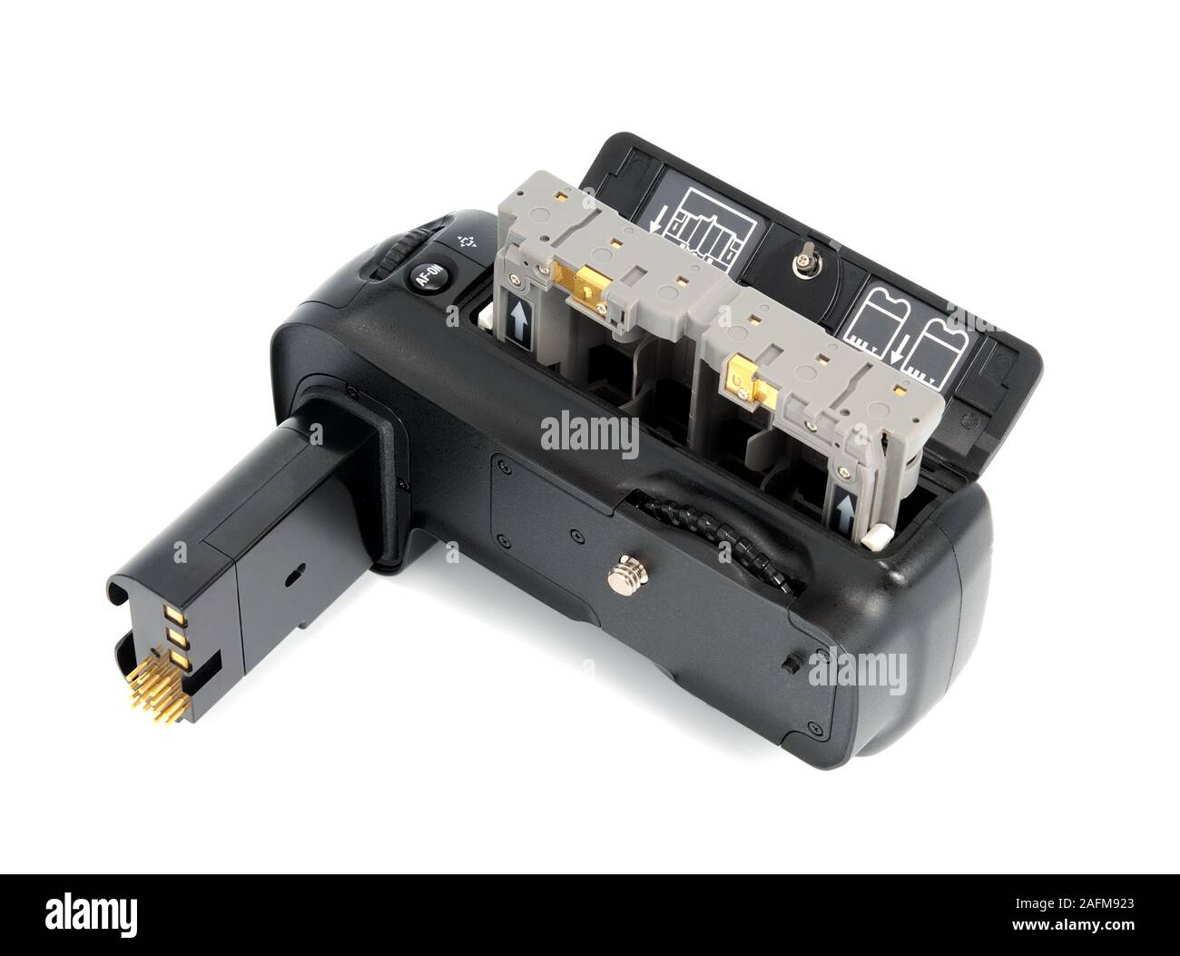 Battery grip for dslr cameras isolated on white background Stock Photo ...