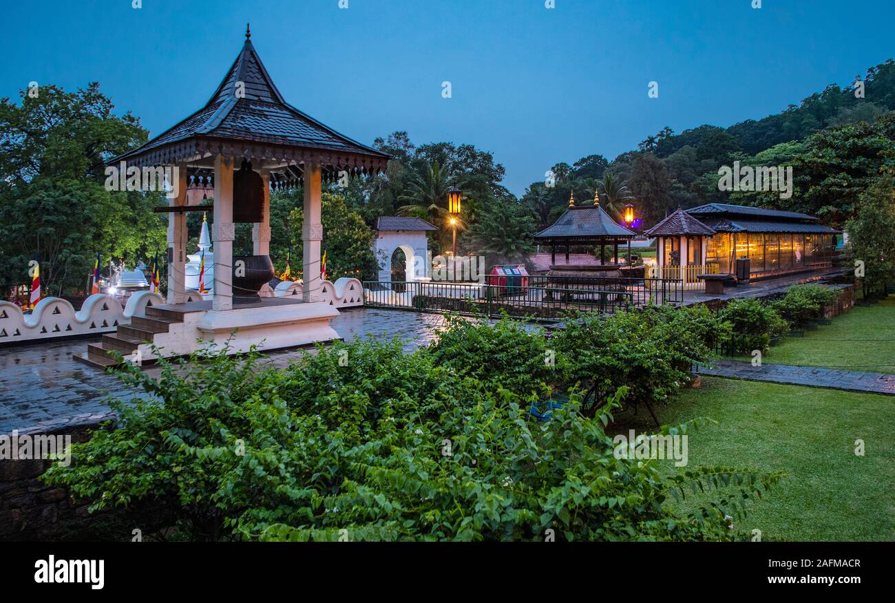 courtyard at the temple of the holy tooth relict in Kandy / Sri Lanka ...