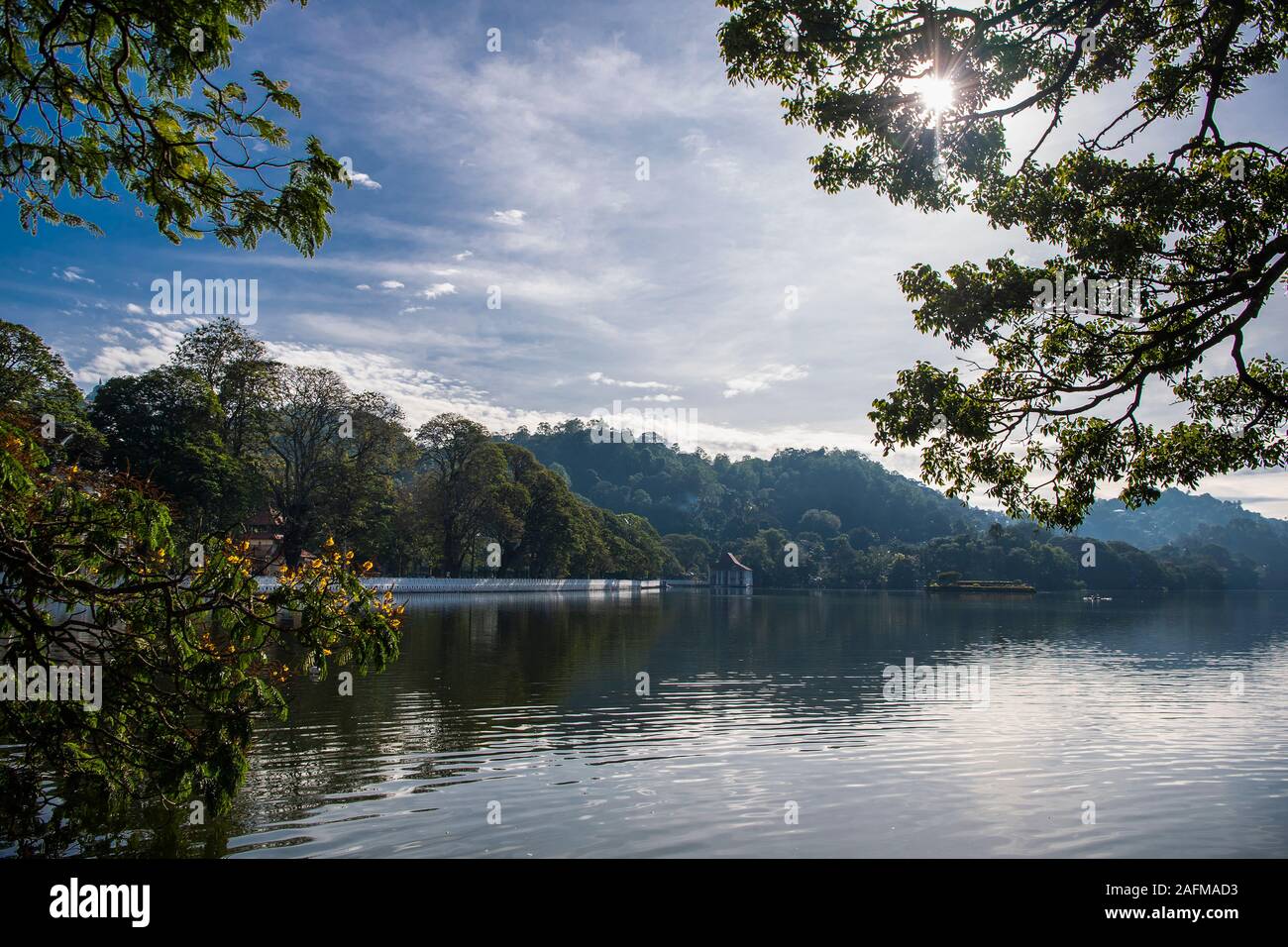 the lake in Kandy with the shrine of the holy tooth relict Stock Photo ...