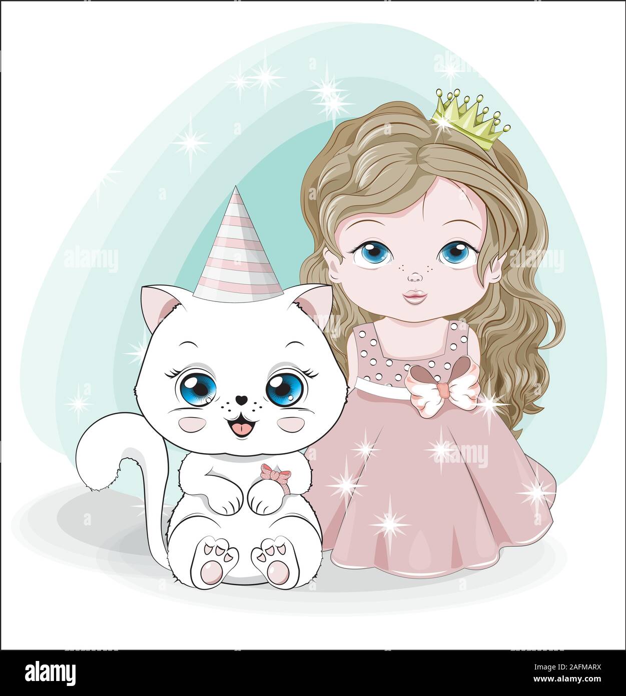baby little princess, with long hair. crown. in pink ball dress and ...