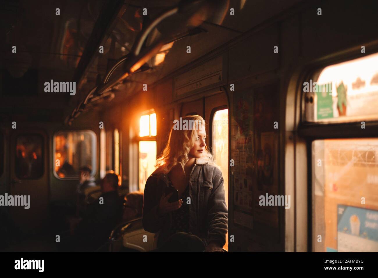 People traveling inside public subway hi-res stock photography and ...