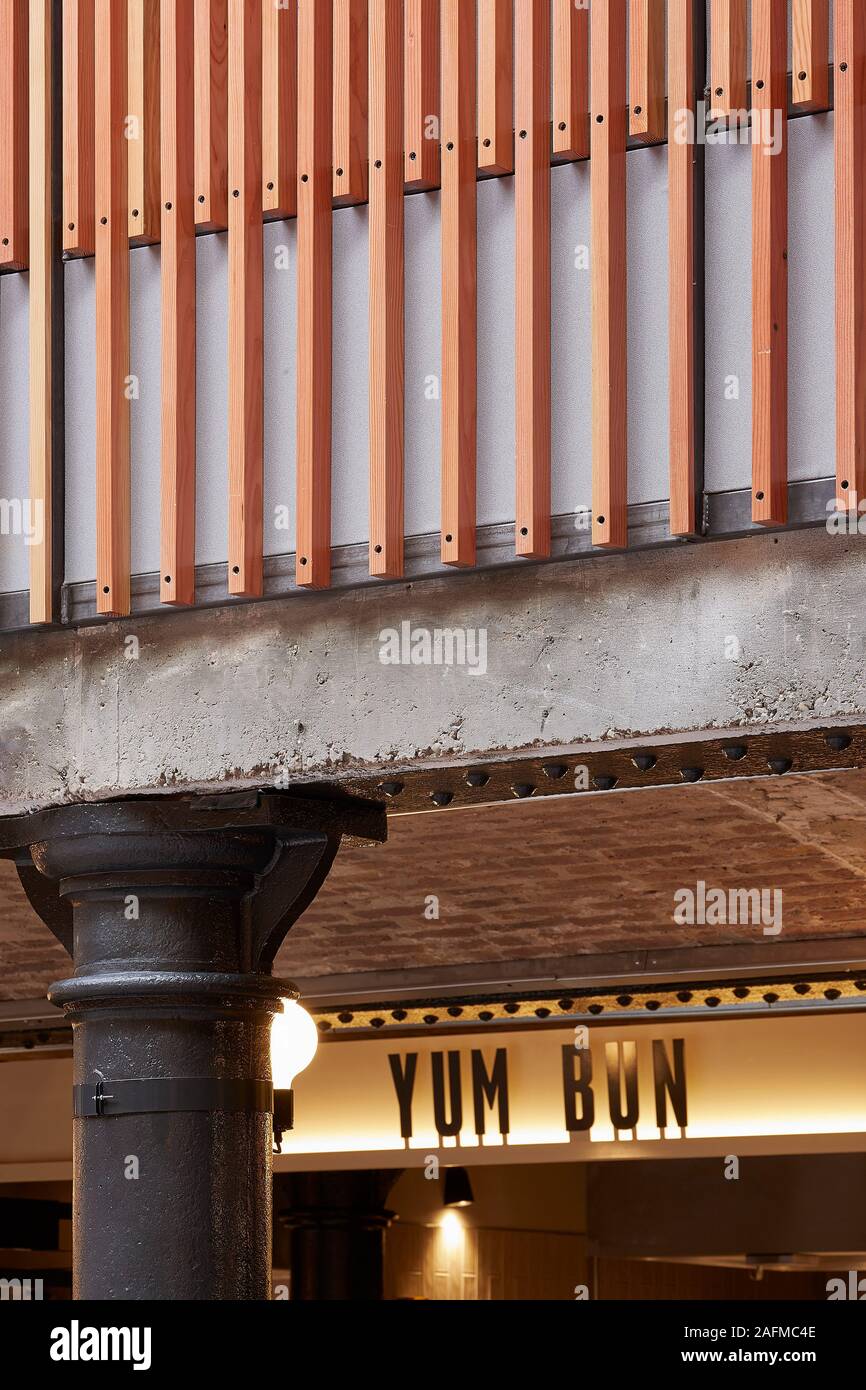 Cladding detail with original steel column. Seven Dials Market, London ...