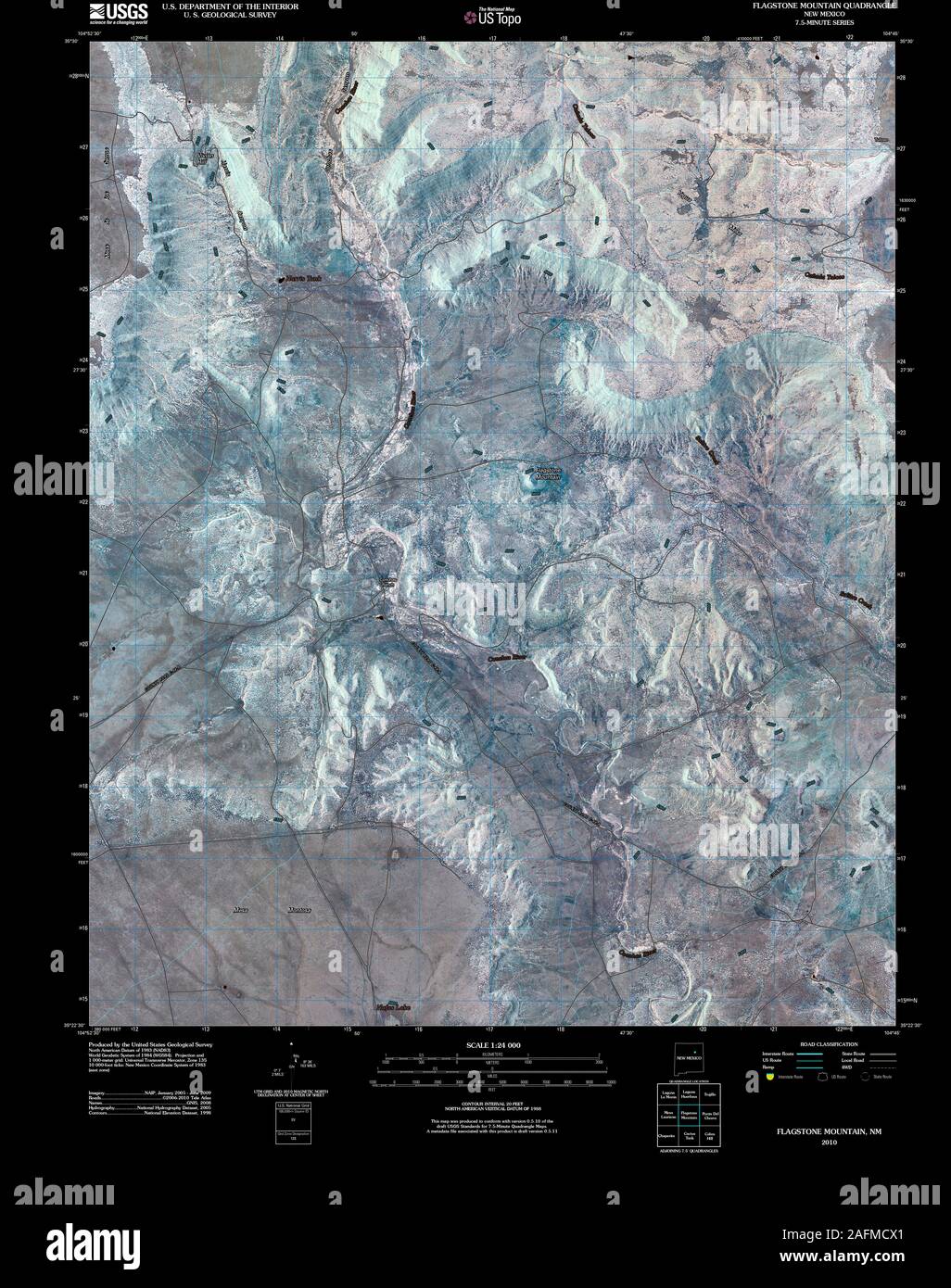 USGS TOPO Map New Mexico NM Flagstone Mountain 20100831 TM Inverted ...