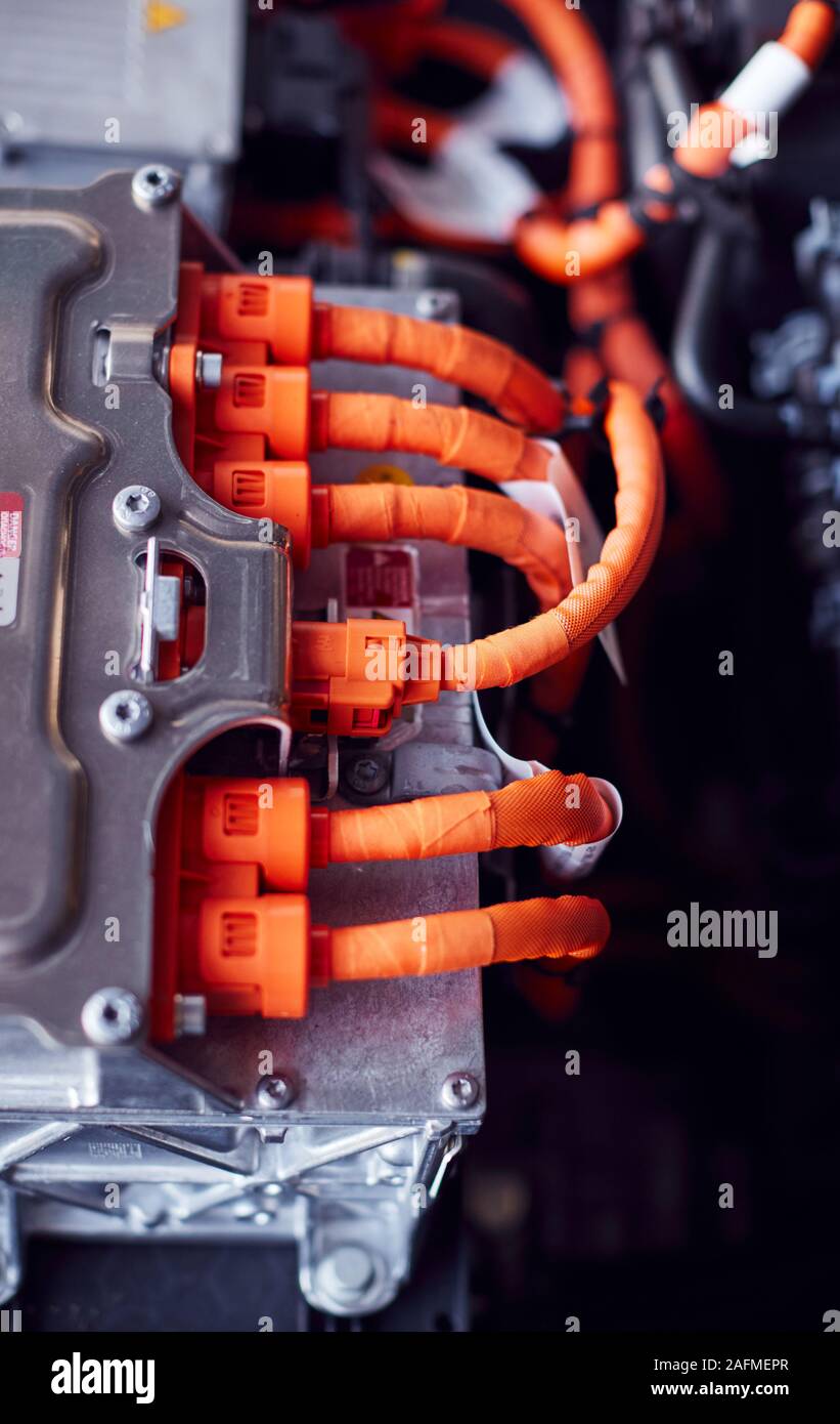 Close Up Of Electric Motor In Engine Bay Of Environmentally Friendly ...