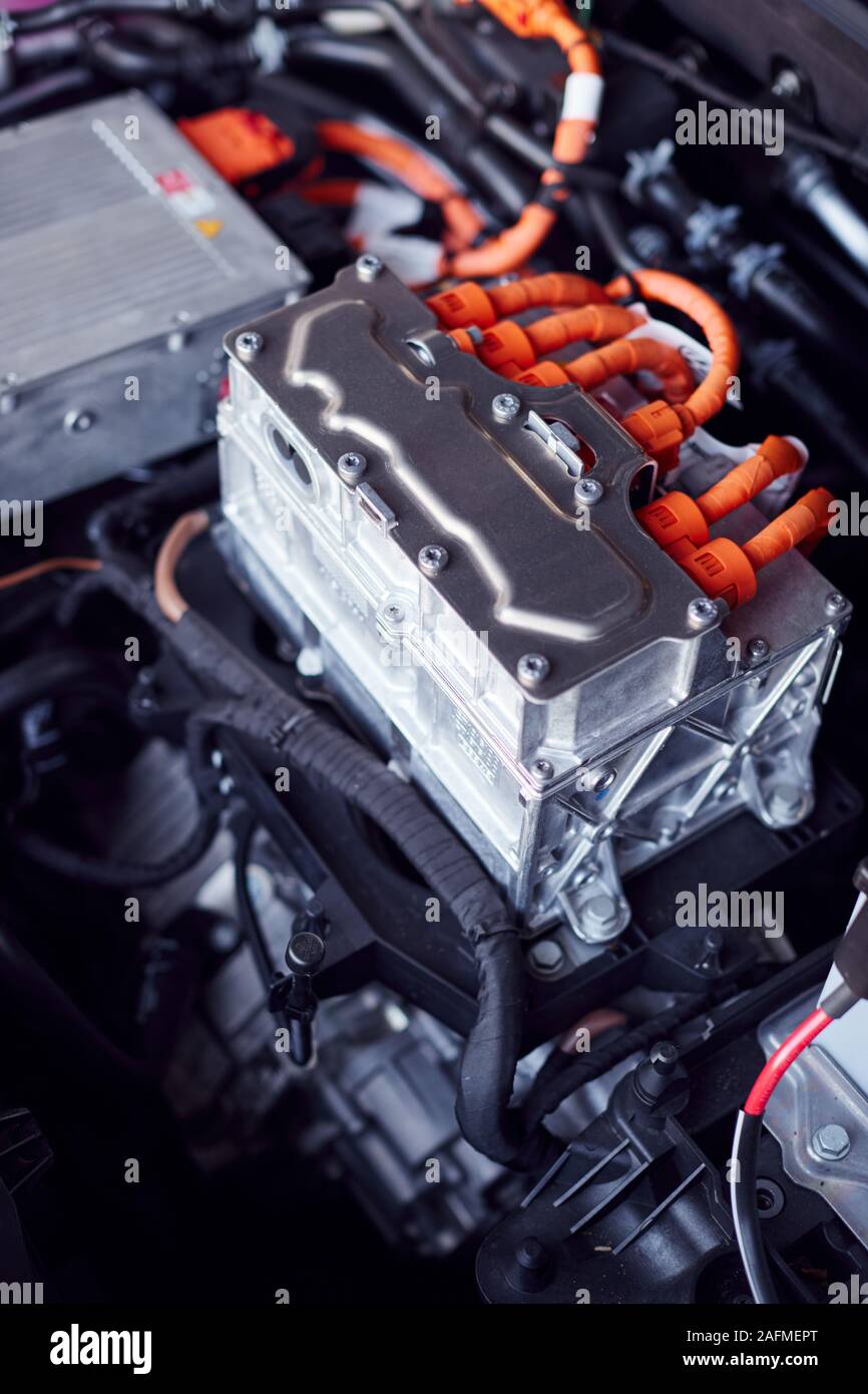 Close Up Of Electric Motor In Engine Bay Of Environmentally Friendly ...