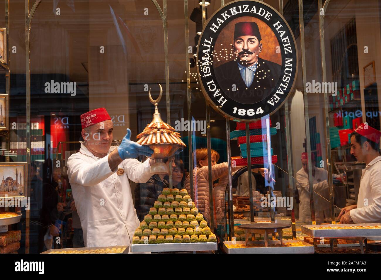 Hafiz Mustafa baklava sweet shop along Istiklal Street, Istanbul ...