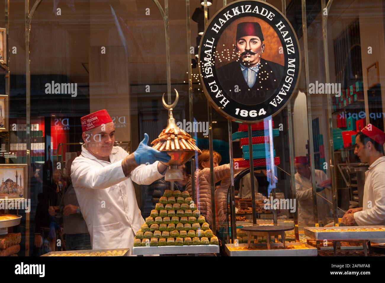 Hafiz Mustafa baklava sweet shop along Istiklal Street, Istanbul ...
