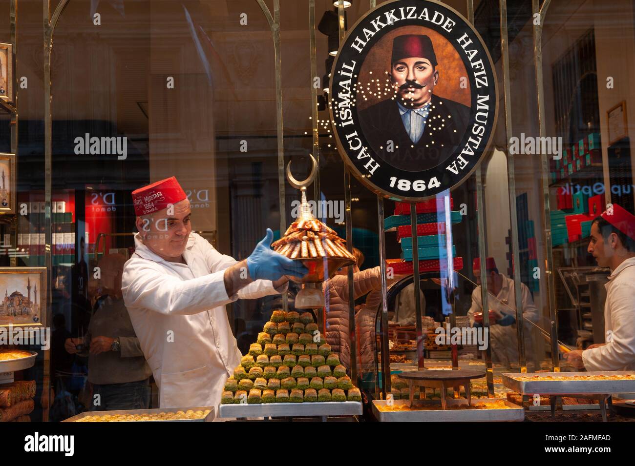 Hafiz Mustafa baklava sweet shop along Istiklal Street, Istanbul ...