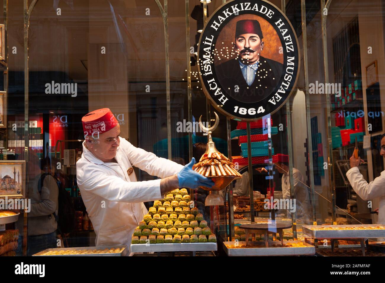 Hafiz Mustafa baklava sweet shop along Istiklal Street, Istanbul ...