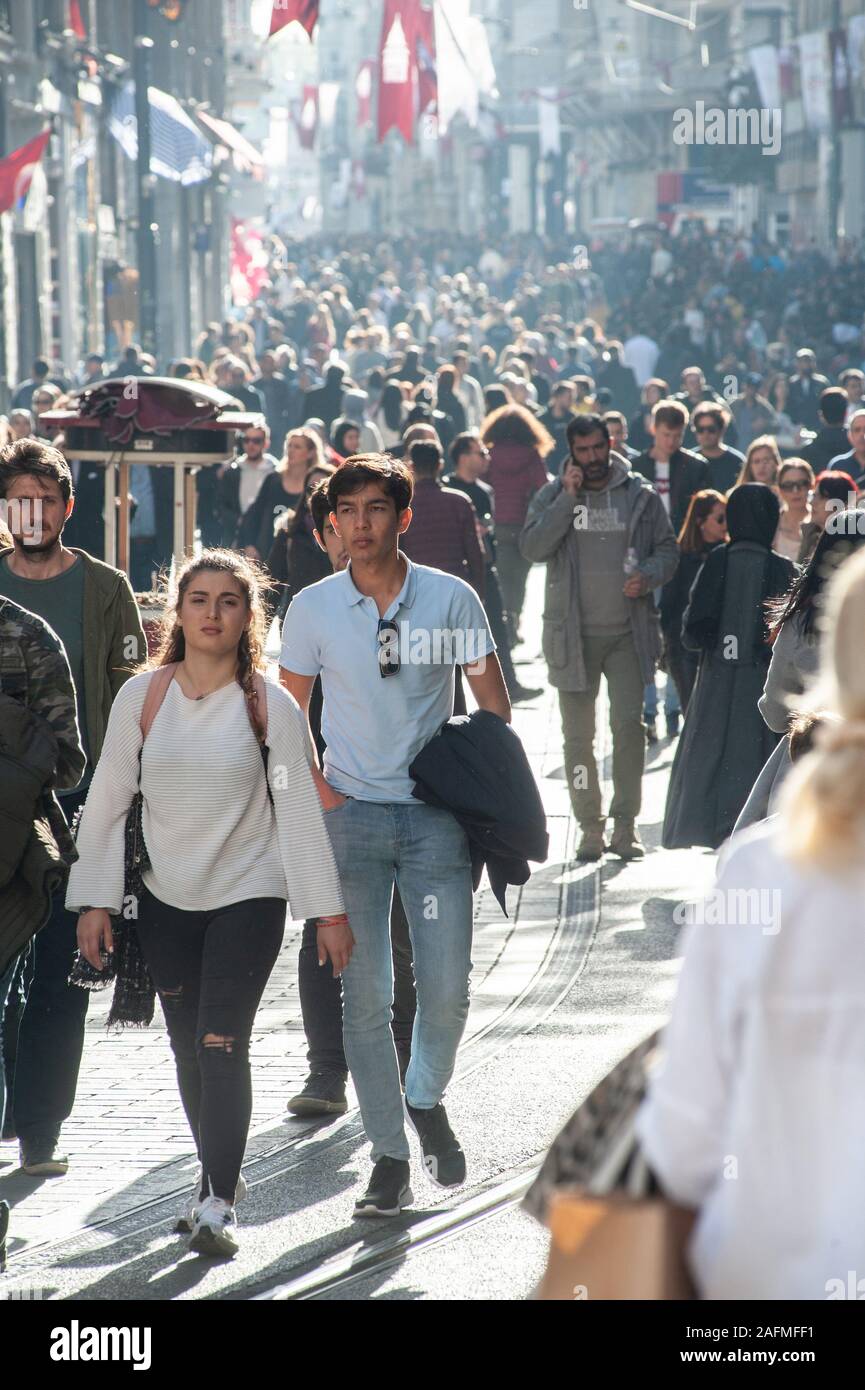 A busy and crowded Istiklal street, Istanbul. Turkey Stock Photo - Alamy