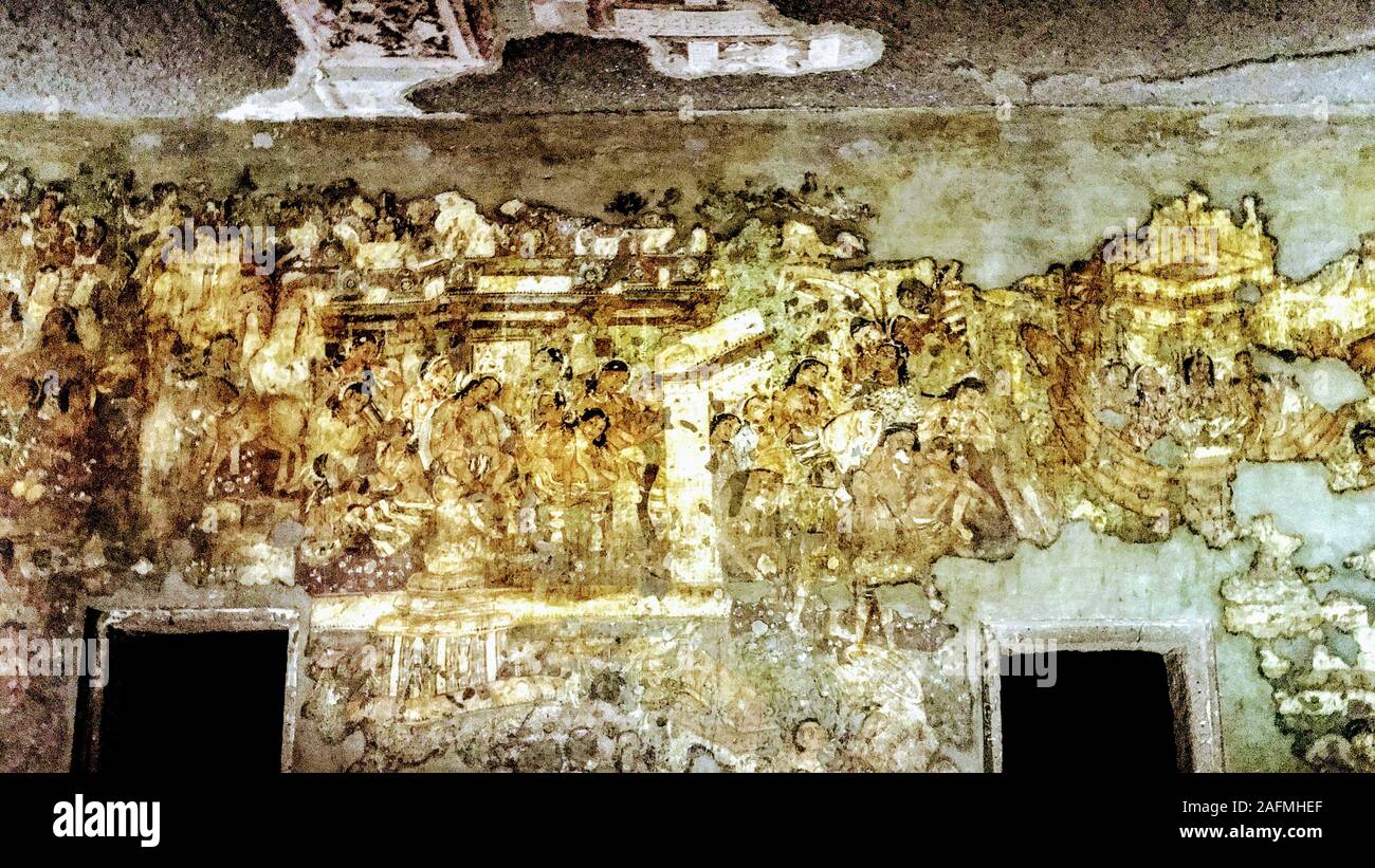 The paintings in the Ajanta caves predominantly narrate the Jataka ...