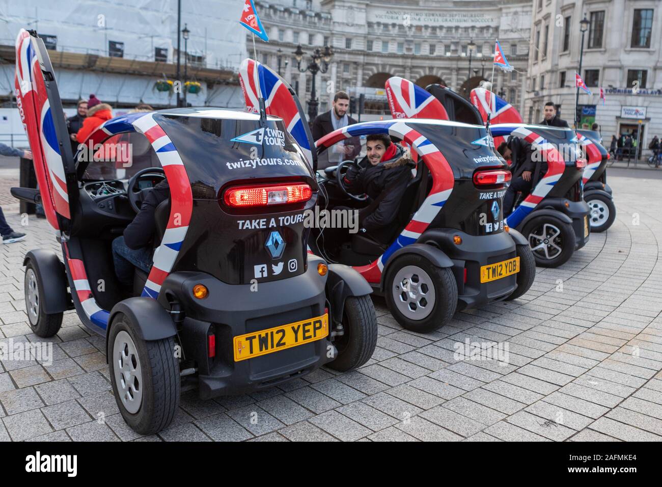 Twizy Tour cars at Trafalgar Square, London, UK Stock Photo - Alamy