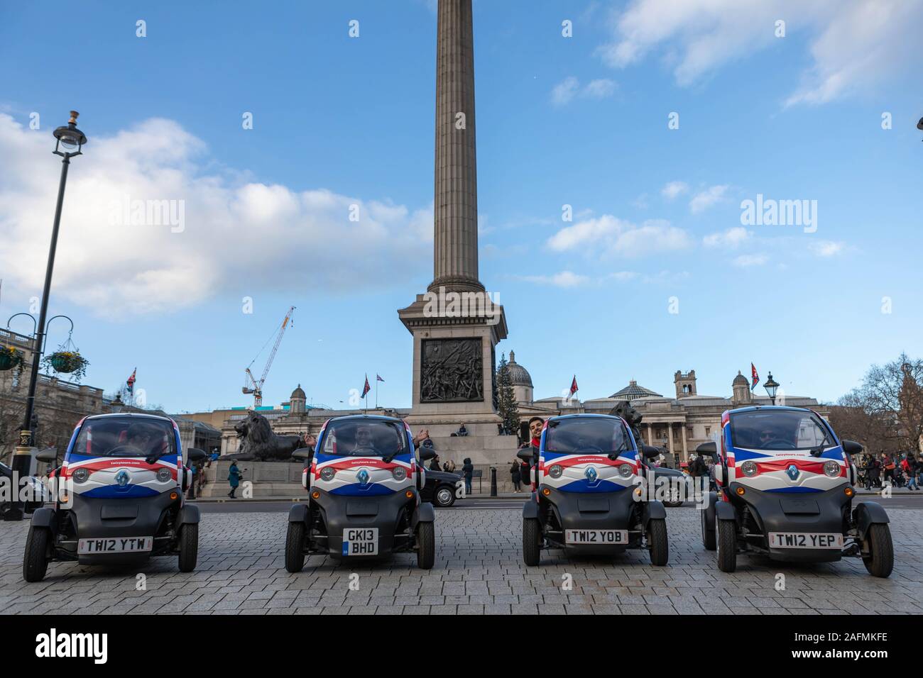 Twizy Tour cars at Trafalgar Square, London, UK Stock Photo - Alamy