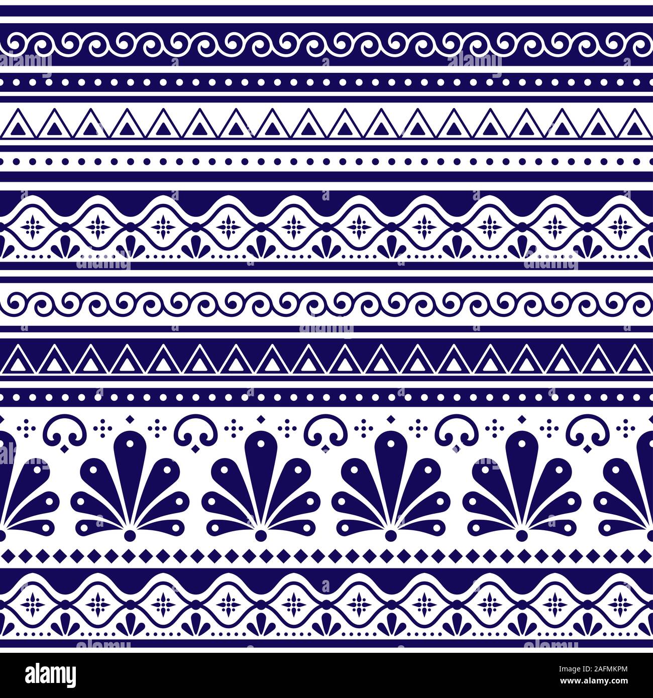 Talavera Poblana vector seamless pattern inspired by traditional Mexican decorated pottery and ...