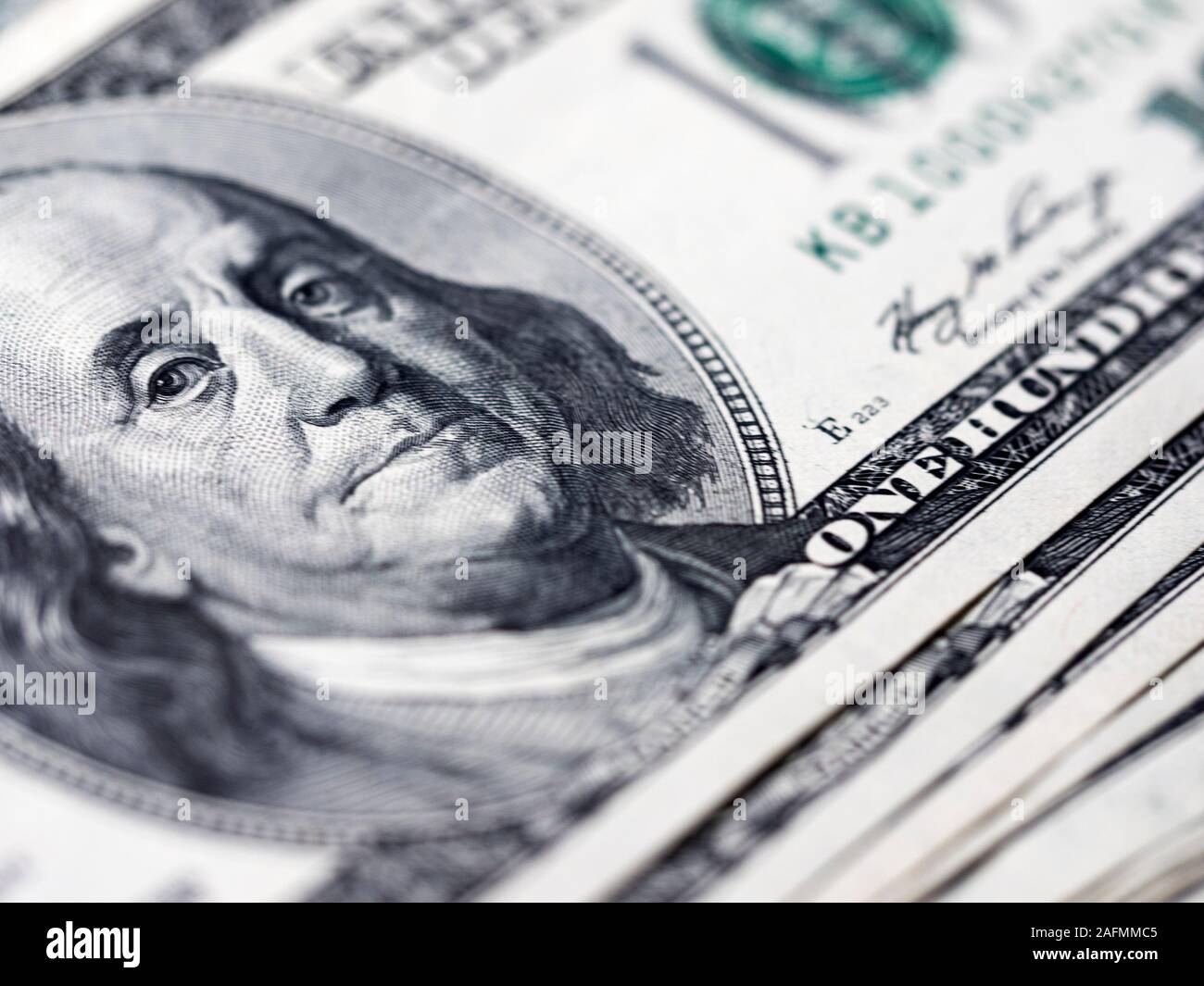 In this photo illustration, a portrait of Benjamin Franklin seen ...