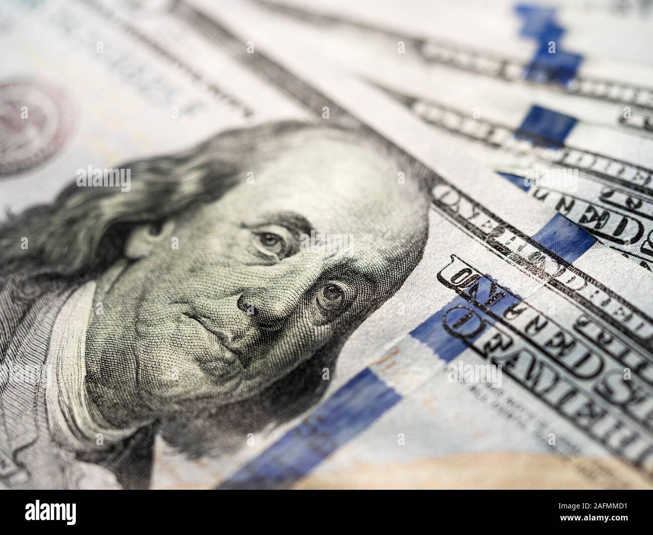 In this photo illustration, a portrait of Benjamin Franklin seen ...